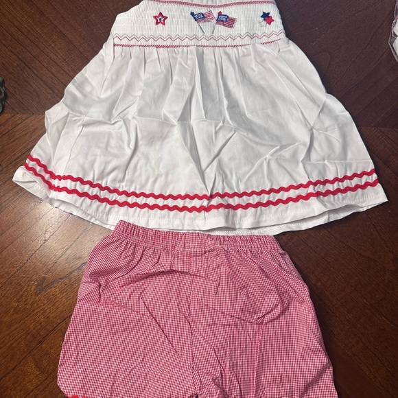 Matching Sets | Flag Red White And Blue Smock Dress With Shorts | Poshmark